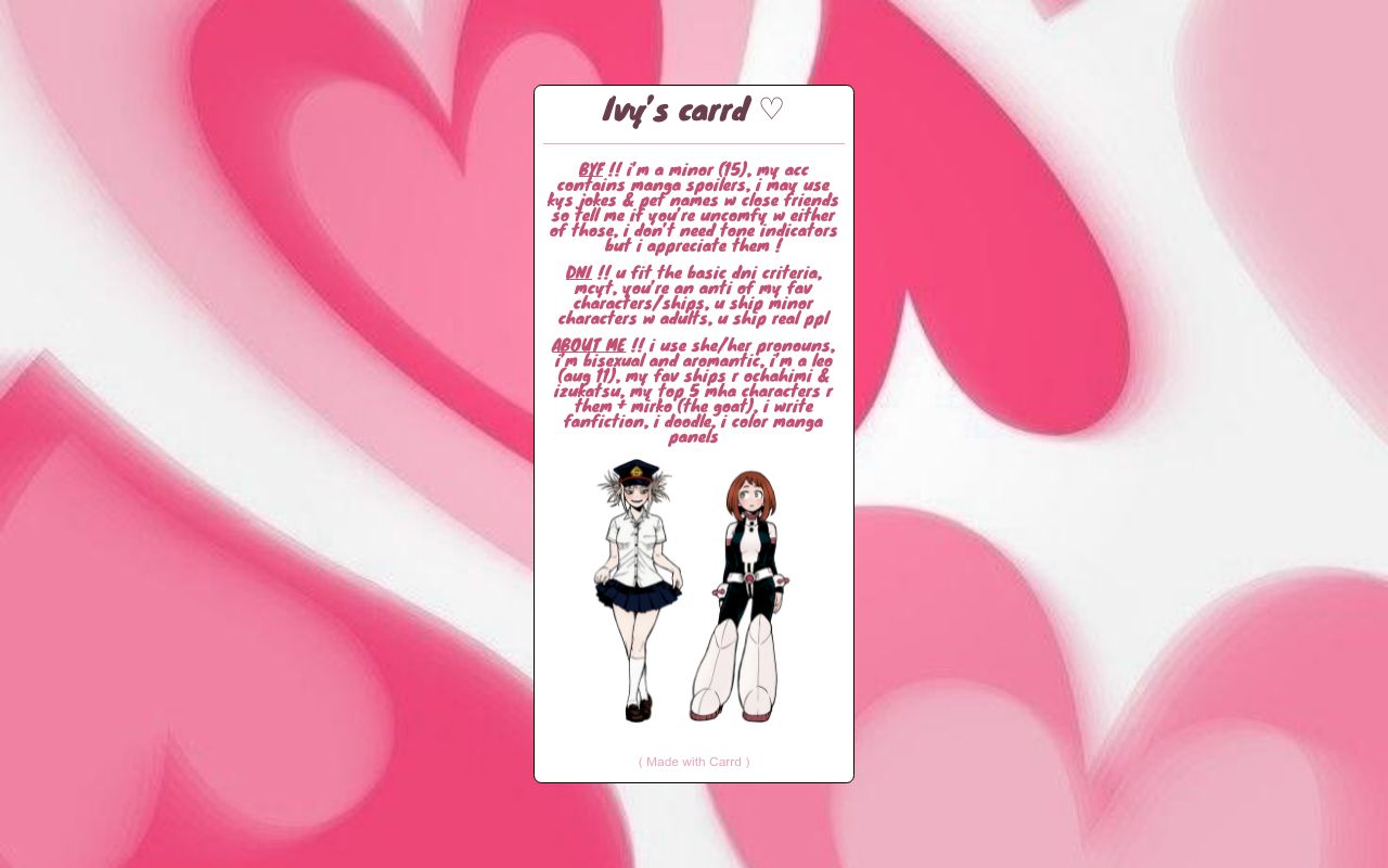 Ivy’s carrd